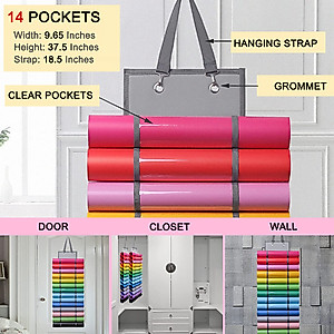IRASPIN Vinyl Roll Holder, Vinyl Roll Storage Rack Wall Mount/Over The Door with14 Compartments,Safely Store Rolls up to 2.8 Inches in Diameter (2 Pack,Gray)