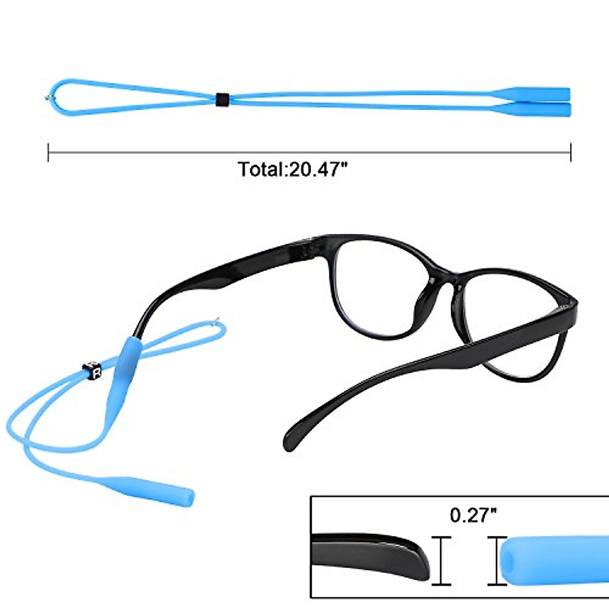 Hifot Adjustable Eyeglasses Strap Eyewear Retainer 12 Pack with Glasses Cleaning Cloth,Silicone Sunglasses Holder Strap,Eyeglasses Retainer
