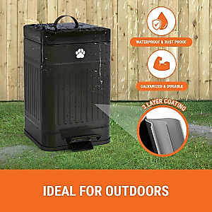 Small Dog Poop Trash Can Outside, 1.3 Gal Metal Small Outdoor Trash Can with Lid for Dog Poop, Dog Waste Container with Pedal, Dog Poop Garbage Can, Dog Poop Trash Can, Backyard Odor Control (Black)