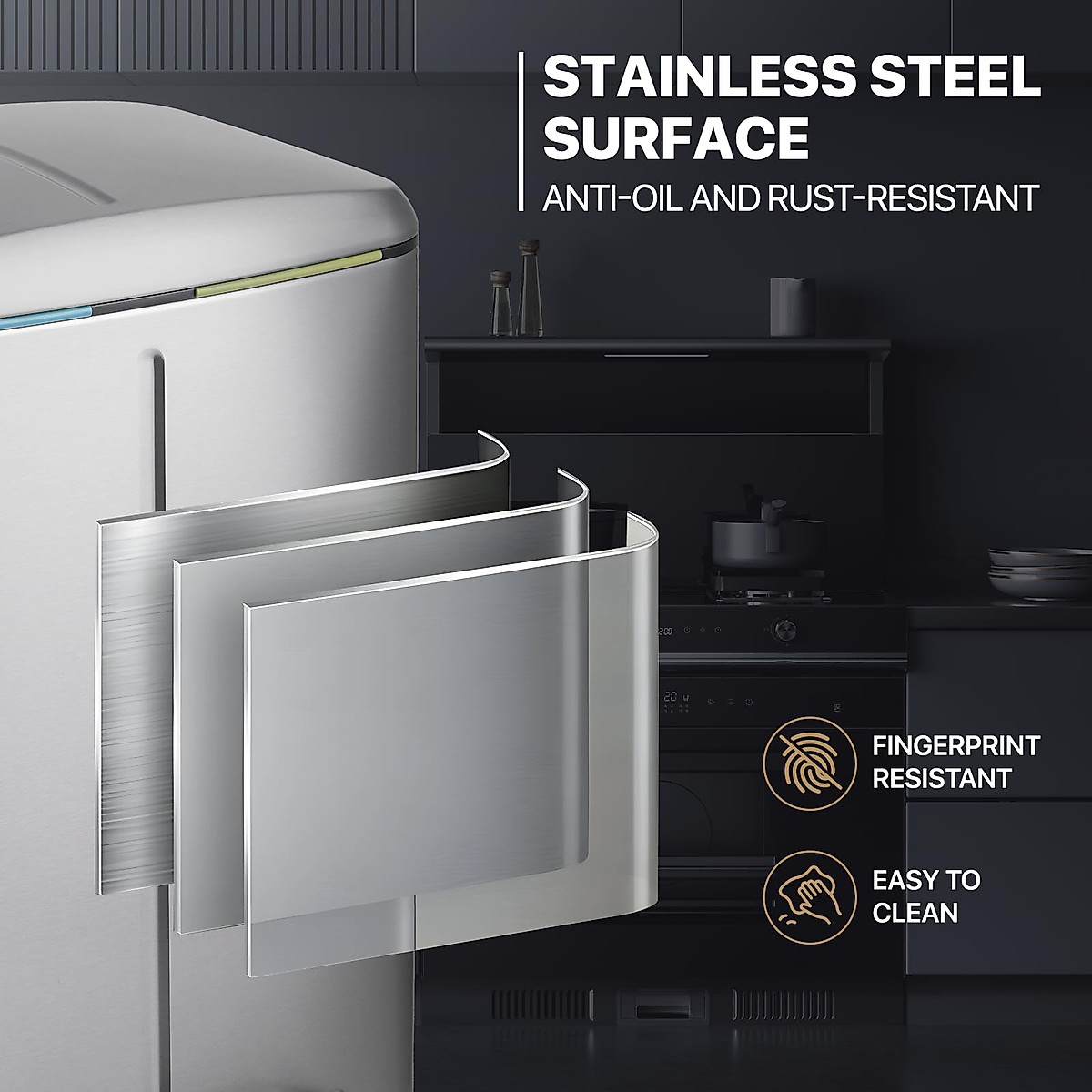 MoNiBloom 2-Compartment Step Trash Can with Soft-Close Lid for Kitchen Bathroom Bedroom Living Room Home Office Dorm Fingerprint-Proof Foot Pedal Garbage Bin Removable Bucket Stainless Steel 40-Liter