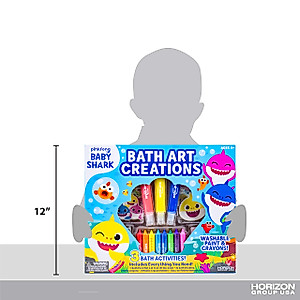 Baby Shark Bath Art Creations Play Set for Kids & Toddlers - Draw Washable Artwork During Bathtime or Shower Time - Dissolvable & Washable Paints, Crayons & Stickers for Kids Ages 3, 4, 5, 6