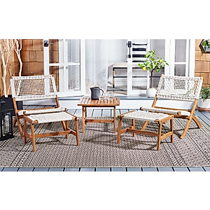 SAFAVIEH Outdoor Collection Casella Natural/White Woven 5-Piece Patio Set