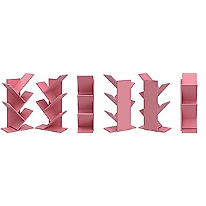 J.DXHY Tree Bookshelf,4-Layer Floor Standing Bookshelf,The Desktop Bookshelf Can Hold Books,Magazines,CDs and Photo Albums,Office Storage Rack,Pink