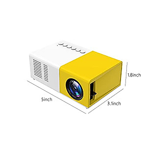 Mini Projector Portable Projector Supports Hd 1080p Outdoor Mobile Power Supply Camper Apartment Classroom Must Haves Electronics Tech Gadgets Birthday Gifts for Men Personalized Gifts (Yellow)