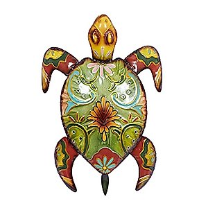 Deco 79 Metal Turtle Home Wall Decor Indoor Outdoor Wall Sculpture, Wall Art 19" x 13" x 3", Multi Colored