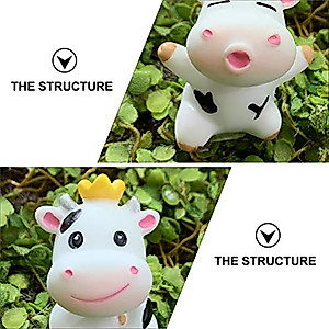 PRETYZOOM 10pcs Miniature Figurines Cow Cattle Year Ox Cow Cake Topper Fairy Garden Animals for Micro Landscape Plant Pots Bonsai Craft Decorations(Random Style)