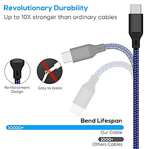 MENEEA 16.4FT Braided USB-C Charging Cable for PlayStation 5/Xbox Series X/S/Switch Controllers - Replacement Charger Cord for PlayStation 5/Xbox/Switch Accessories (Blue)