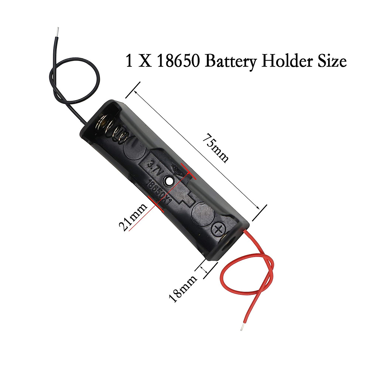 PNGKNYOCN 18650 Battery Clip 1 Slots 3.7V Plastic 18650 Battery Storage Box Case with Black and Red Wire Leads YOUCHENG for 18650 Battery with Connect Lead(5-Pack)