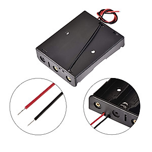 uxcell Battery Case Storage Box 3 Slots x 3.7V 2-Wire Lead for 3 x 18650 Battery 10 Pcs