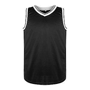 MESOSPERO Blank Basketball Jersey 90S Hip Hop Clothing for Party,Mens Plain Mesh Athletic Practice Sports Shirts S-3XL (XX-Large, Blank-Black)