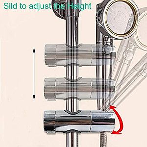 Universal Adjustable Shower Head Holder Slide Bar Bracket Replacement For Slide Bar (18-25MM O.D, Bathroom Slider Clamp,360 Degree Rotation,Sprayer Holder)