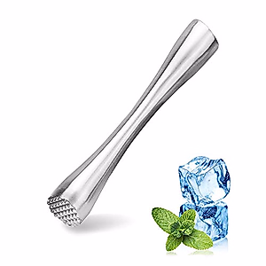 8" Muddler for Cocktails, Professional Stainless Steel Muddler for Old Fashioned Bitters, Creating Mojitos, Margaritas, Mint & Fruit Based Drinks- Ideal Home Bar, Bartender, Kitchen Masher Tool