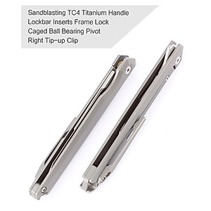 ainhue A42 Compact Slim Flipper Folding Pocket Scalpel Knife, 20pcs Replaceable Blades, 4.2 inches Slender Grey TC4 Titanium Handle Frame Lock Pocket Clip, Lanyard Hole for EDC Gentleman's Knife