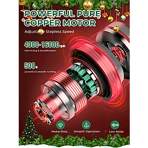 Flyseago Commercial Immersion Blender Hand held Blenders Heavy Duty Variable Speed Mixer 4000-16000RPM with 20-Inch Removable Shaft 50-Gallon Capacity 500W Multifunction Pro Electric Stick Emulsifier