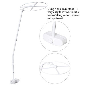 Weiyirot Net Stand, Adjustable Crib Canopy Holder, Clip-on Net Holder Support Bracket Mounting Rack Accessories for Home Crib Cot Bed, Easy Assembly & Installation