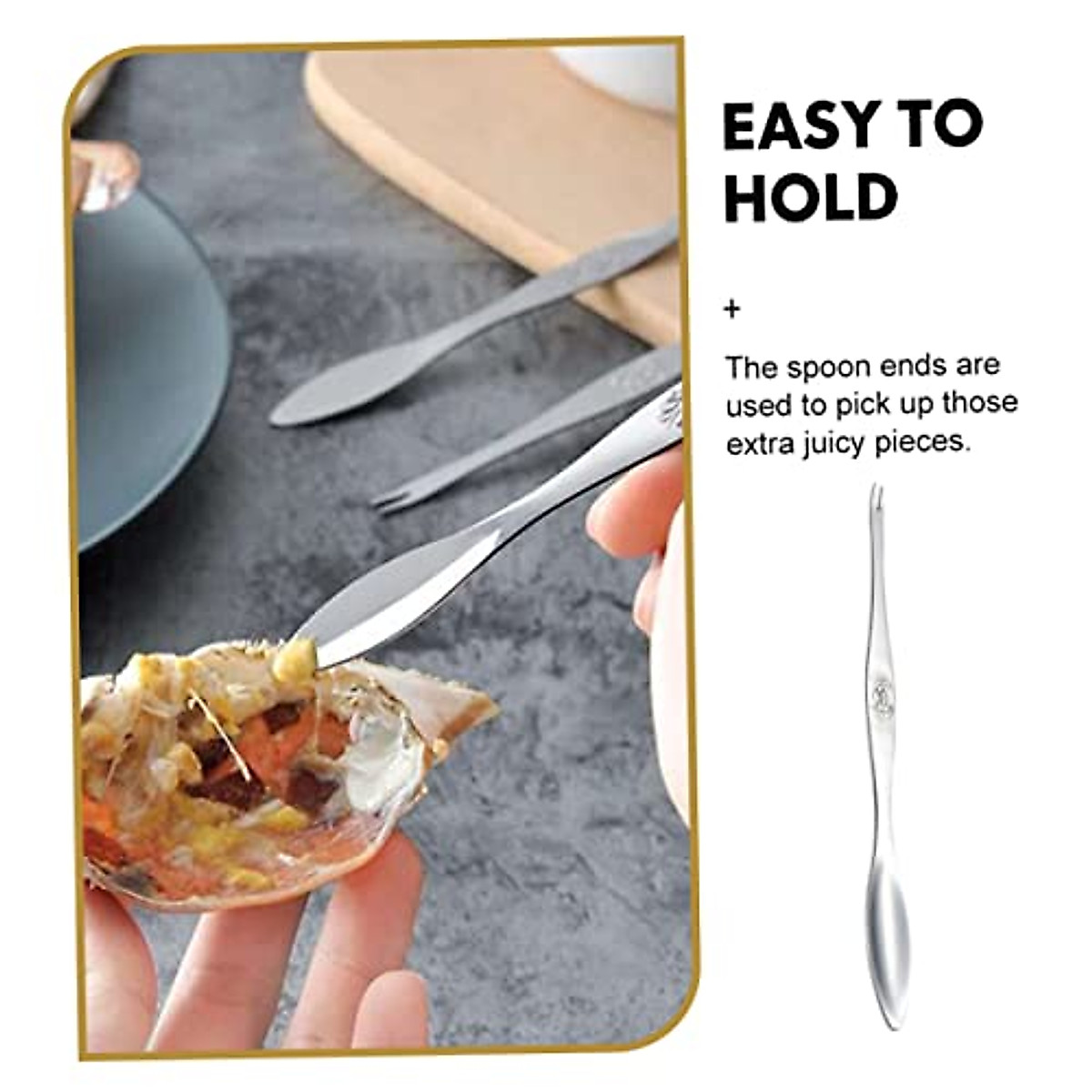 Healvian 5pcs Stainless Steel Crab Fork Tool Heavy Duty Forks Seafood Tools Lobster Eating Tools Prawns Picks Seafood Opener Tool Set Crabs Eating Tools Kit Crabs Eating Fork Silver