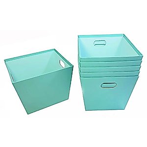 GIFT BASKET SOLID AQUA SIZE 8.6 X 7.6 X 6.6" H 6-PACK