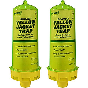 RESCUE Non-Toxic Reusable Yellowjacket Trap and 2 Week Refills, 2 Pack