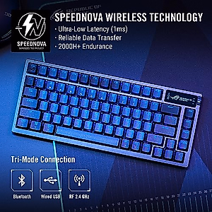 ASUS ROG Azoth 75% Wireless DIY Custom Gaming Keyboard, OLED Display, Three-Layer Dampening, Hot-Swappable ROG NX Red Switches & Keyboard Stabilizers, PBT Keycaps, RGB-Black (Renewed)