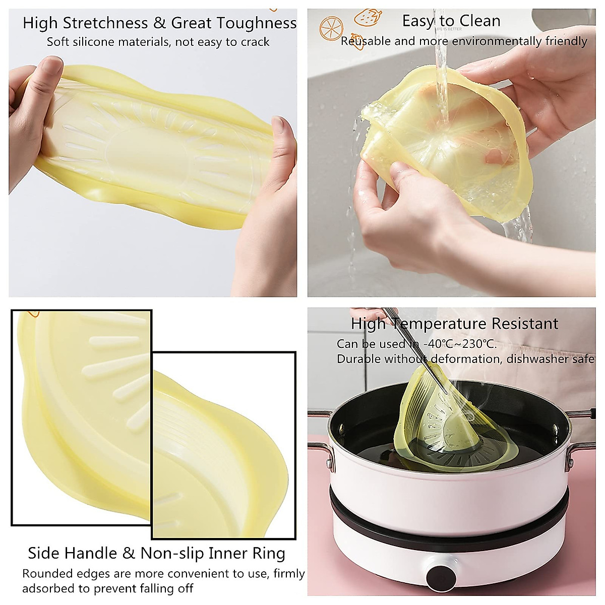 Silicone Stretch Lids Set for Food Storage, Fruit Pattern Food-grade Reusable Silicone Sealing Food Covers for Fresh-keeping Bowl Container Microwave and Dishwasher Safe (6 pcs of Different Sizes)