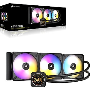 CORSAIR iCUE H170i ELITE LCD Display Liquid CPU Cooler-Custom IPS LCD Screen-48 Dynamic RGB LEDs-140mm Fans -420mm Radiator-COMMANDER CORE Smart Lighting Controller