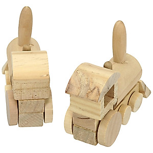 Iconikal Unfinished Wood Craft Steam Train Engine, 2-Pack