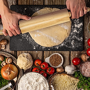 KITEISCAT Wooden Rolling Pin for Baking - Non-Stick Dough Roller with Handles- 17 Inches Long Baking Rolling Pin for Pizza, Fondant, Crust, Cookie & More- Classic Pastry Rolling Pin