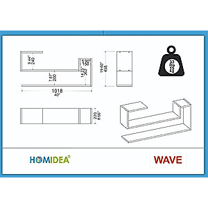 HOMIDEA Wave Wall Shelf - Book Shelf - Floating Shelf for Living Room Decoration in Modern Design (White)