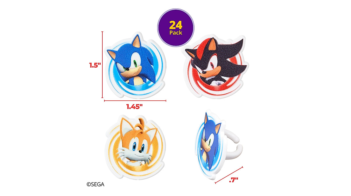 DecoPac Sonic the Hedgehog Cupcake Rings - 24 Pack