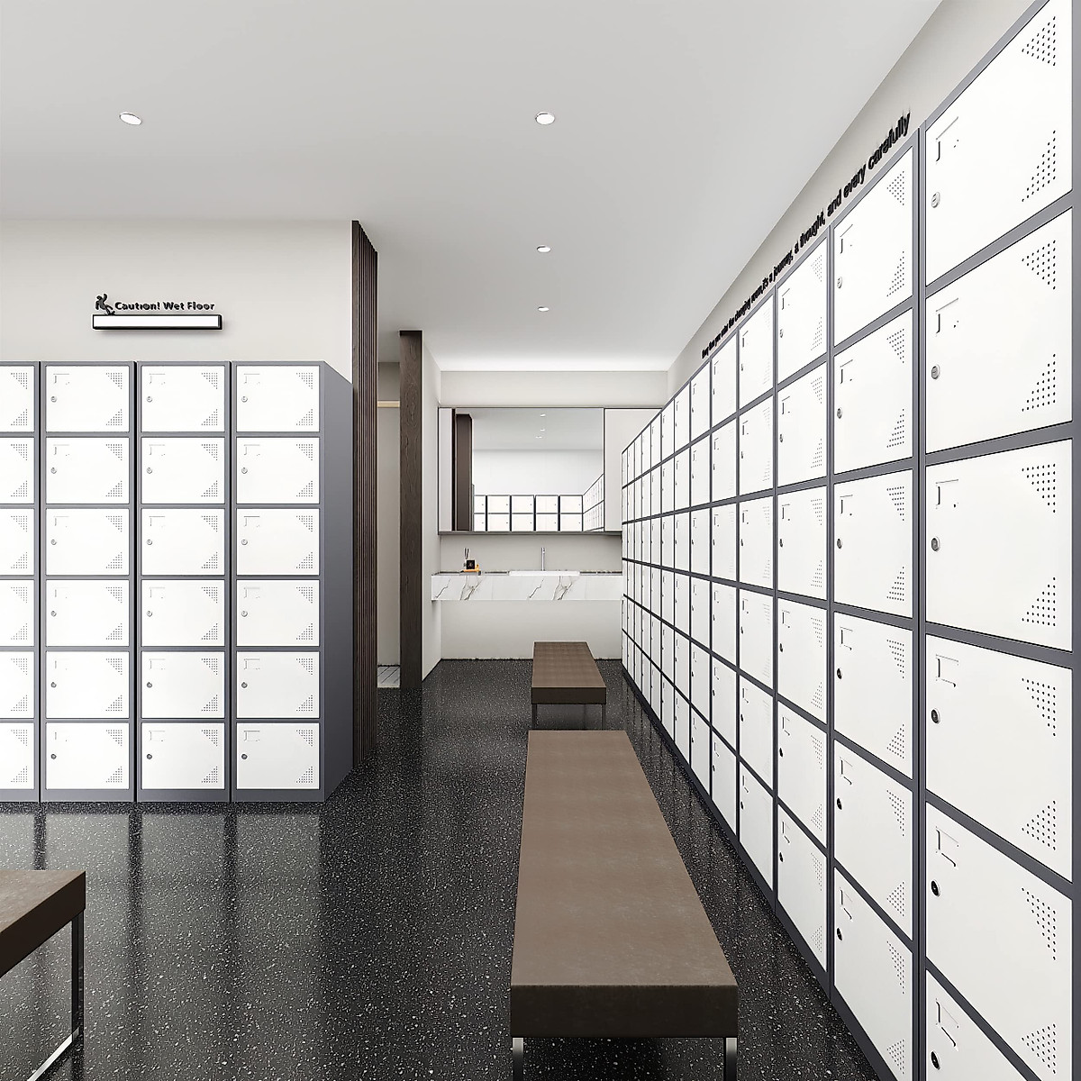 BYNSOE Metal Locker 6 Doors 71" Employees Locker Storage Cabinet Locker School Hospital Gym Locker Requires Assembly (Grey White, 6 Doors)