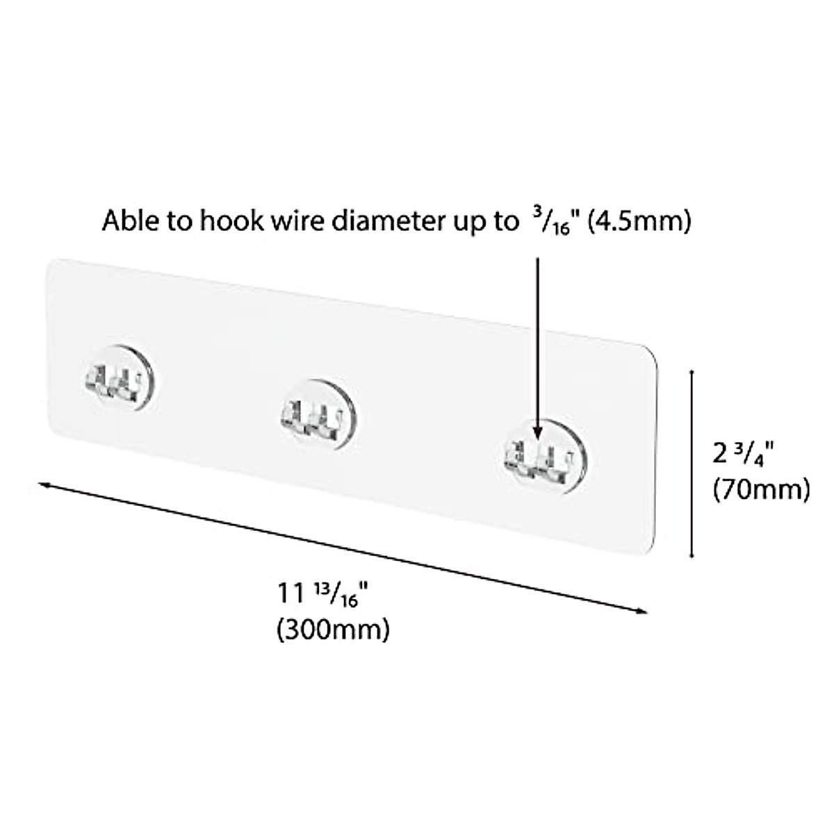 STARICH Shower Caddy Adhesive Replacement Stickers Sticker Shelf Basket Strips Suction Hooks Large Strong Hook for Bathroom Storage Corner Transparent Shelves Wall Mount 3 Hooks 11 13/16"