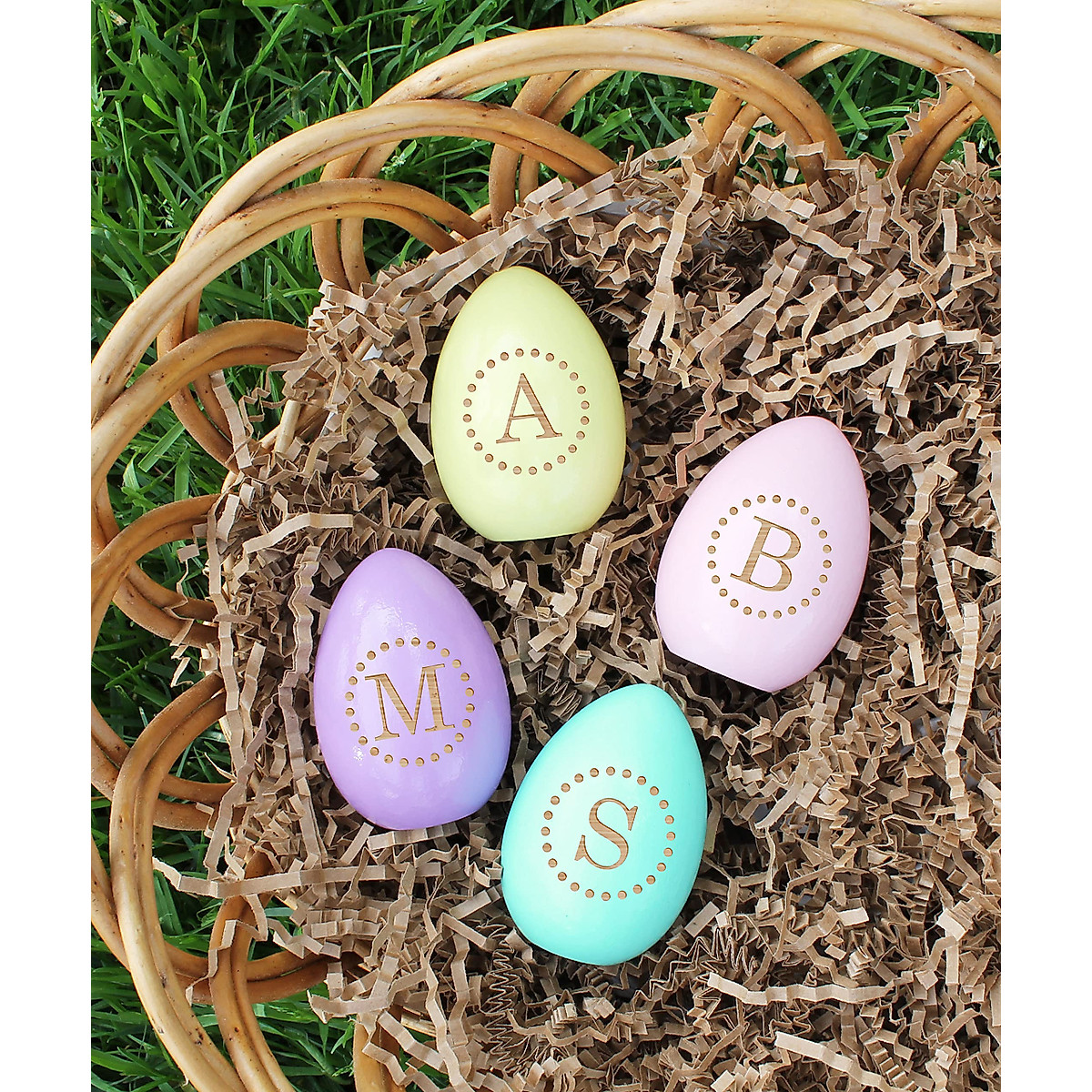 MYETCHEY Personalized Easter Egg Easter Basket Stuffers for Babies Baby Easter Easter Gifts for Toddlers Wood Easter Egg Easter Basket Stuffers for Toddler