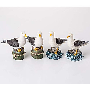 HOMERRY Garden Bird Statue - 4pcs Small Seagull Décor Birds Figurines Ornaments - Best Indoor Outdoor Statues Yard Art Figurines for Patio Lawn House
