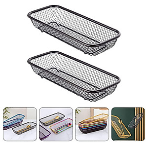 CALLARON 2Pcs Dishwasher Silverware Basket Utensil Drying Rack Cutlery Organizers Caddy Countertop Storage Baskets for Spoon Chopstick Knife Fork Black