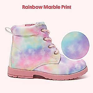 FabKids Fashion Non-Slip Ankle Boots with Easy Off On Side Zipper (Toddler Little Kid Big Kid), Rainbow, Size 2