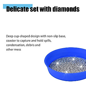 zipelo Bling Car Cup Coaster, 2 Pack Universal Vehicle Anti-Slip Cup Holder Insert Coasters, Crystal Rhinestone Silicone Shockproof Drink Mat, Car Interior Accessories (Blue/White Crystal)
