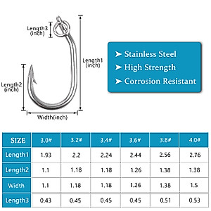 Circle Ringed Hooks, 10Pcs Fishing Hooks Saltwater Heavy Duty Big Game Hook for Tuna, Heavy Tackle Fishing Hook with Action Ring