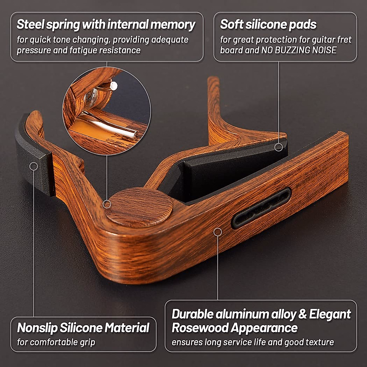 Guitar Capo, with Pick Holder Capo and Pick for Acoustic Electric Guitar,Ukulele