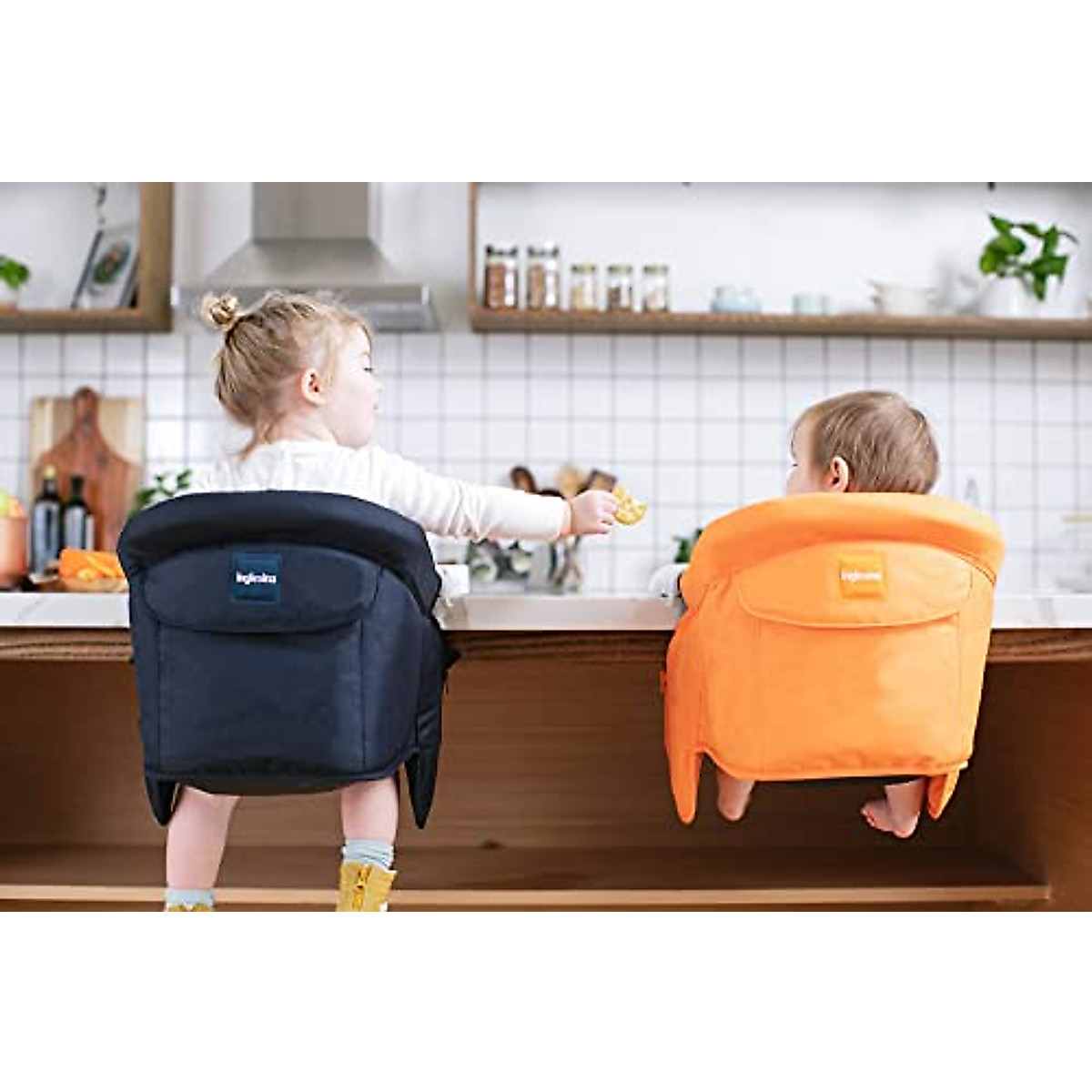 Inglesina - Fast Table Chair with Fast Tray: Hook On Portable High Chair for Babies and Toddlers, Damage Free Travel Booster Seat for Restaurant Use - Includes Snap On Tray, Orange