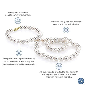 The Pearl Source 14K Gold 7-8mm AAA Quality White Freshwater Cultured Pearl Necklace for Women in 24" Matinee Length