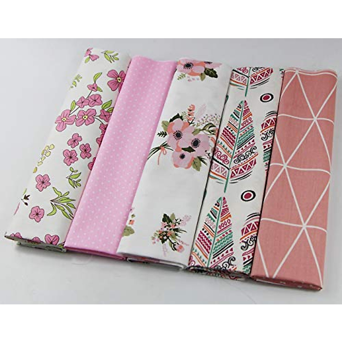 aufodara 5pcs Cotton Craft Fabric Bundles Patterns Textile Patchwork Tissue, Quilting Fabric, 19.7"x19.7" Pre-Cut Fabric Squares for DIY Crafts Sewing Quilting Scrapbooking (#-55-B)