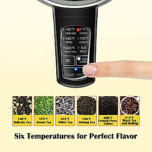 Electric Kettle Temperature Control Stainless Steel 1.7 L Tea Kettle, BPA-Free Hot Water Boiler with LED Light, Auto Shut-Off, Boil-Dry Protection, Keeping- Warm, 1500W Fast Boiling