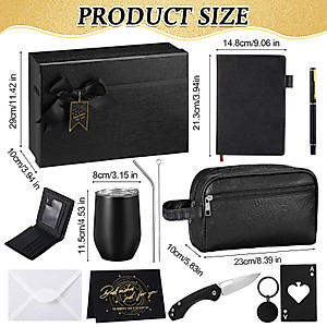 Mimorou 13 Pcs Birthday Gifts for Men Thank You Gift Baskets 12 oz Stainless Steel Tumbler Leather Toiletry Bag for Him Valentine‘s Day Christmas for Dad, Boyfriend, Husband, Brother