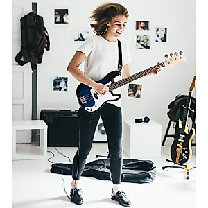 Costzon Full Size Electric 4 String Bass Guitar for Beginner Starter Complete Kit, Rose Fingerboard and Bridge, w/Two Pickups & Two Tone Control, Guitar Bag, Strap, Guitar Pick, Amp Cord (Blue Bass)