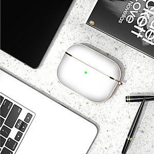 Maxjoy for AirPods Pro Case Cover, White AirPod Pro Case Hard Protective Shockproof Cute iPod Pro Case for Women Men with Keychain Compatible AirPods Pro Wireless Charging Case 2019