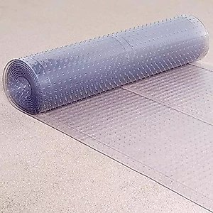 Home Must Haves Clear Vinyl Plastic Premium Deluxe PVC Ribbed Pattern Floor Runner Protector for Carpet (27" Wide)