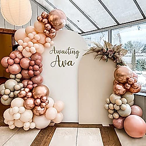 Holipardy 146pcs Balloon Arch Garland Kit Double-Stuffed Dusty Pink Cream Peach Chrome Rose Gold Balloons for Baby Shower,Engagement,Kids Adult Birthdays Weddings Receptions Decoration