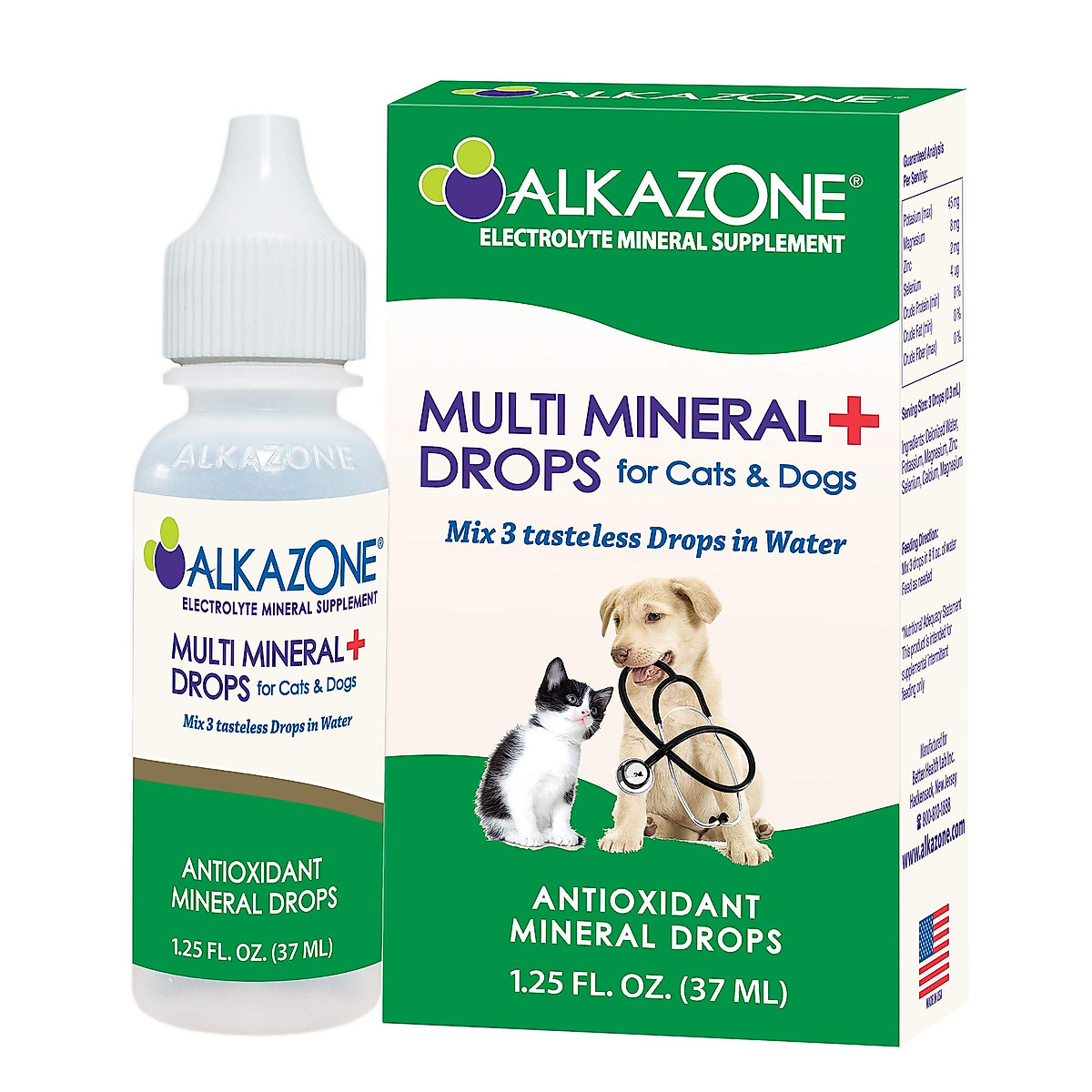 Alkazone Alkaline Multi Mineral Drops for Cats and Dogs - Animals are Naturally Designed to be More Alkaline Than Acidic. Their Bodies can Benefit from Using Alkaline Water for Pets with Minerals