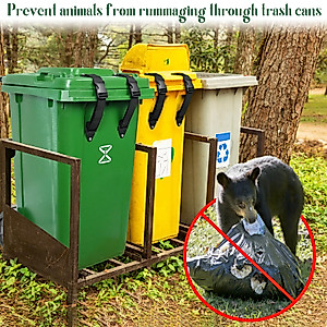 TEASIK 2pcs Trash Can Lid Lock,Trash Can Locks for Animals, Adjustable Garbage Can Lid Locks Security Strap for Outside Squirrel, Bear Proof,Raccoon(Black)