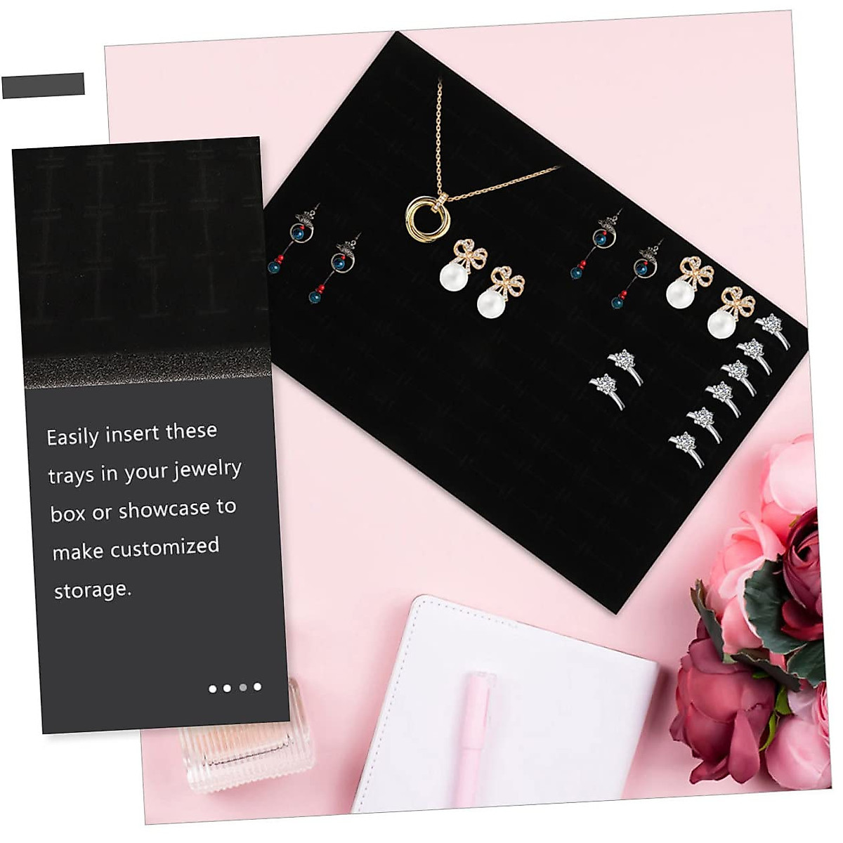 ADOCARN 2pcs Box Jewelry Sponge Pad Ring Display Stand Ornament Display Stand Trinket Tray Jewelry Box Insterts Foams Pad Jewelry Insert Tray Sponge Black Supplies Earrings Ear Stud Holder